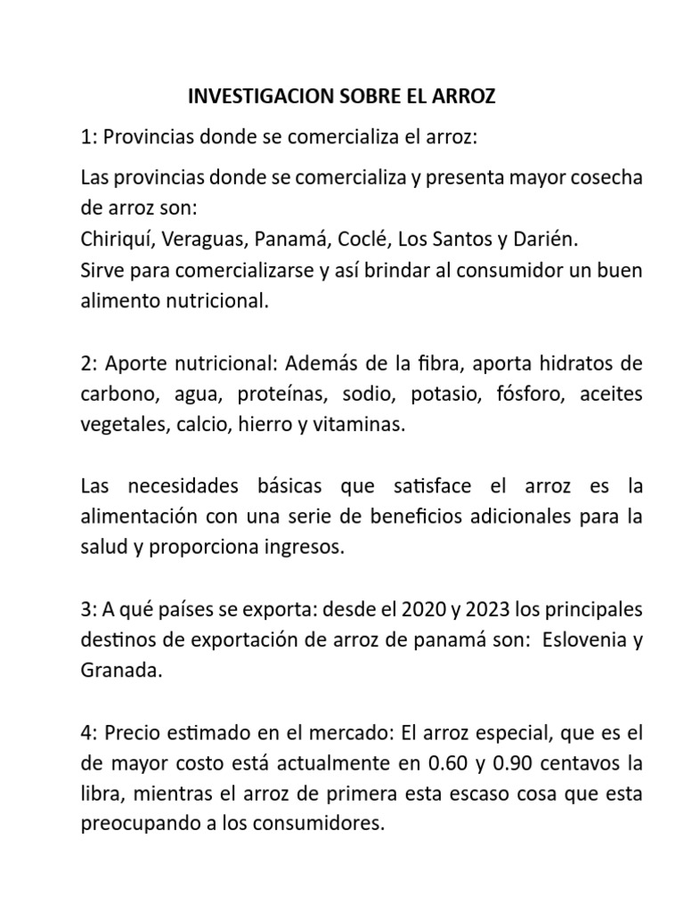 Arroz Banano | PDF | Alimentos | Nutrición