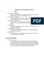 Bar Closing Procedures Checklist | PDF