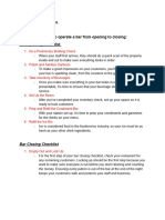 Bar Closing Checklist | PDF