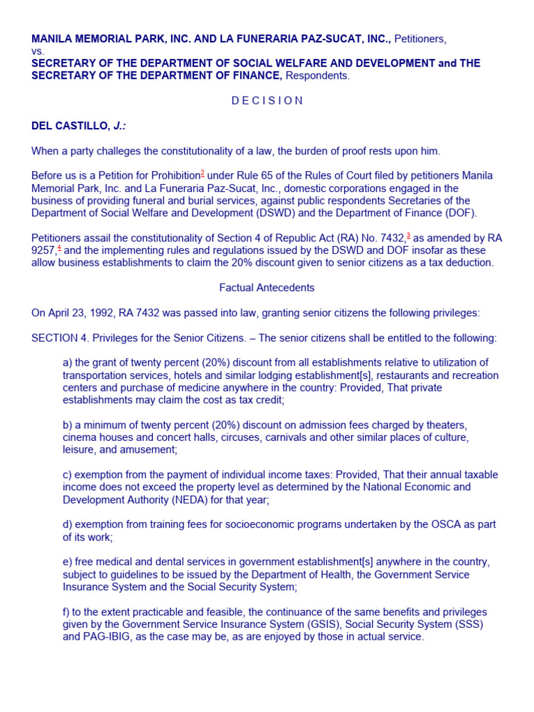 MANILA MEMORIAL PARK Vs Sec DSWD | PDF | Taxes | Gross Income