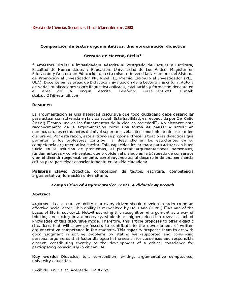 Composición de Textos Argumentativos Una Aproximación Didáctica | PDF | Teoría de la ...