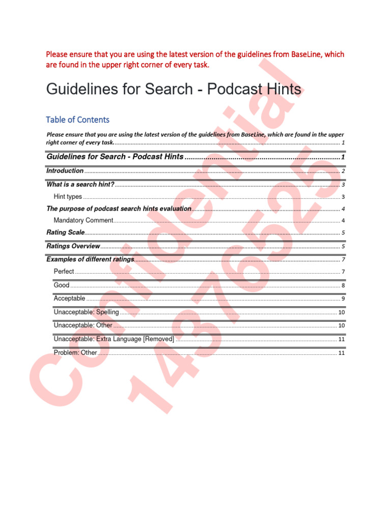 Podcast Search Hints Evaluation Guide | PDF | Information Retrieval ...