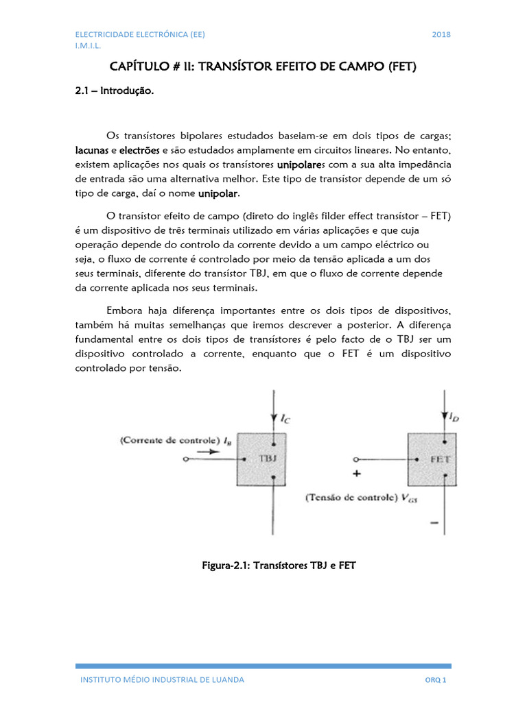 Transistor Efeito de Campo FET | PDF | MOSFET | Transistor