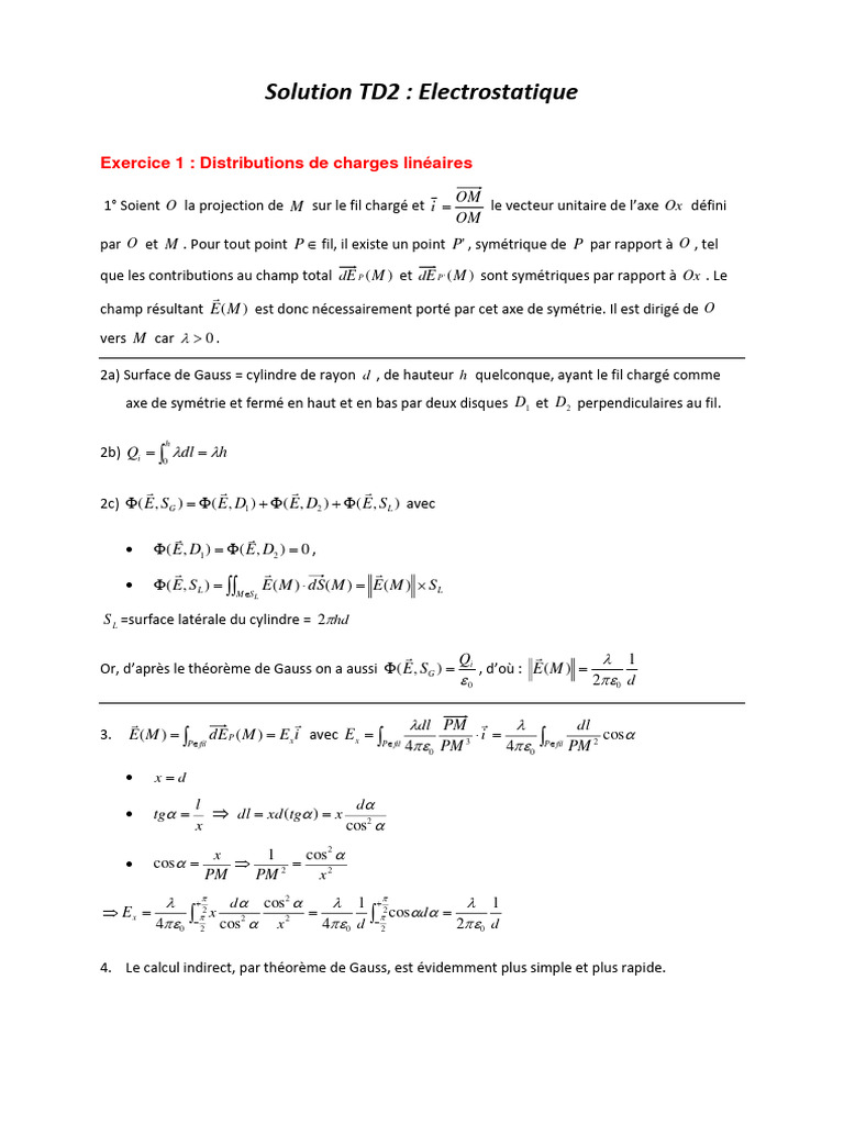 TD2 Electrostatique Solution | PDF | Électrostatique | Physique