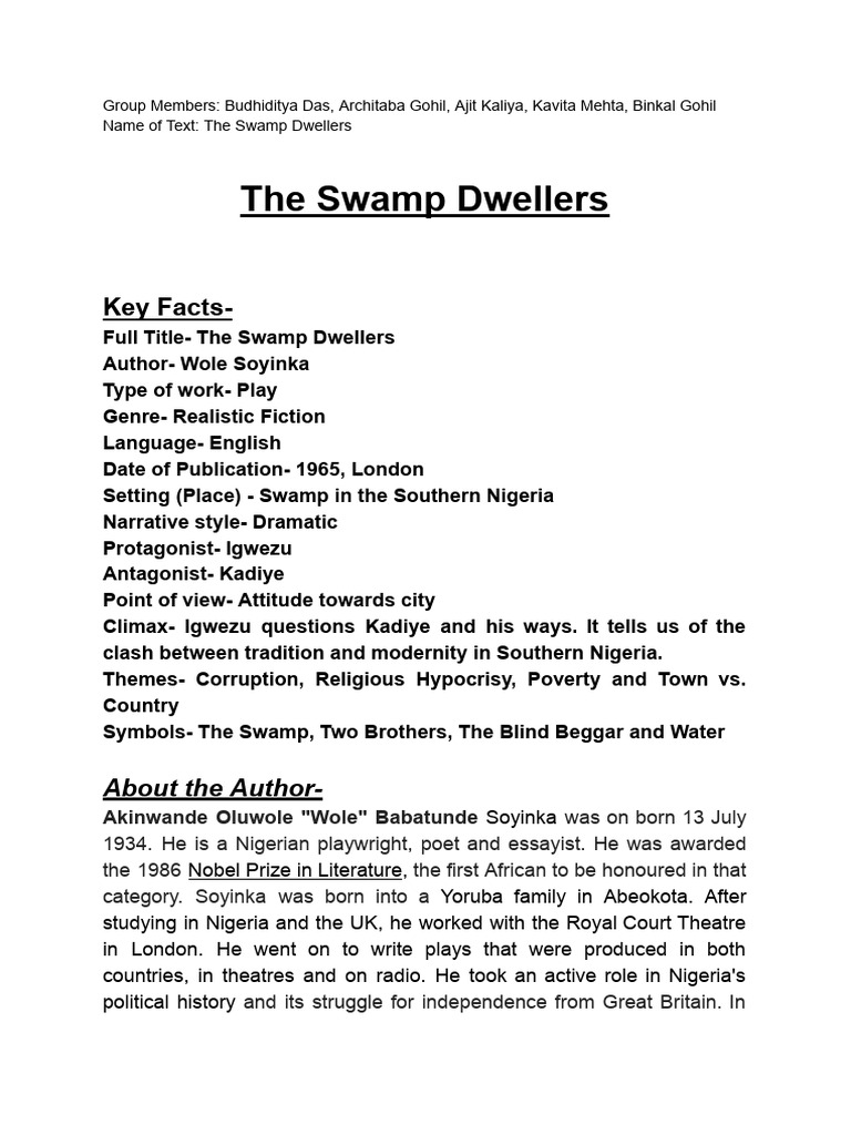 The Swamp Dwellers | PDF | Poetry