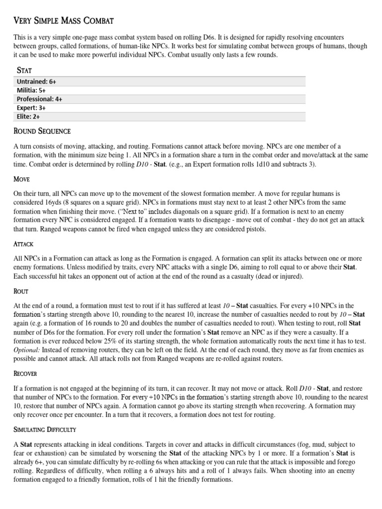 Very Simple Mass Combat V2 | PDF | Armour | Shield