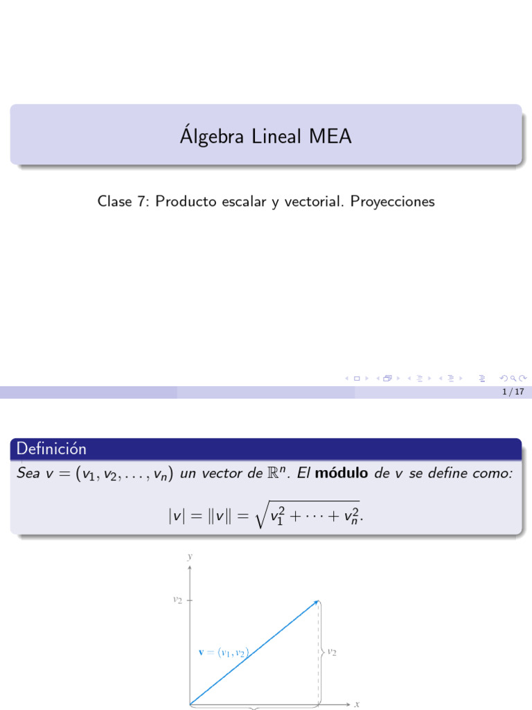 Clase 7 ALGEBRA | PDF | Vector Euclidiano | Escalar (Matemáticas)