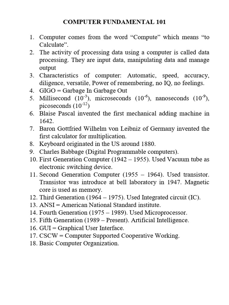 Dca 101 (Fundamentals of Computer) | Download Free PDF | Computer Data Storage | Random Access ...