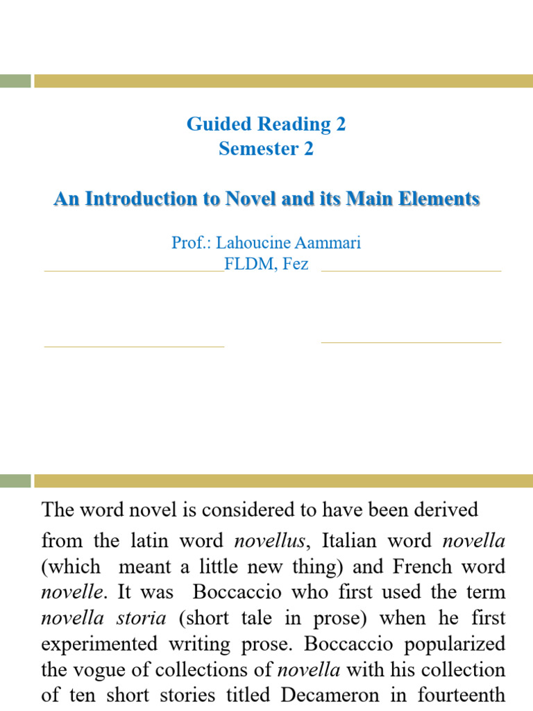 An Introduction To Novel | PDF | Narration | Novels