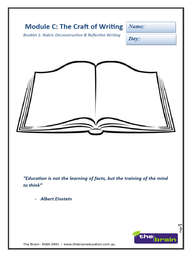 MODC Booklet 1 - Reflective Writing Rubric Deconstruction [FINISHED ...