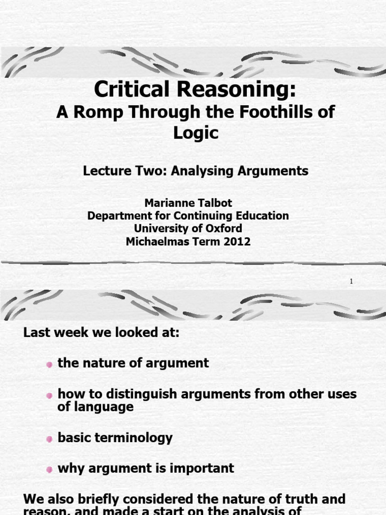 Critical Reasoning | PDF | Argument | Logic