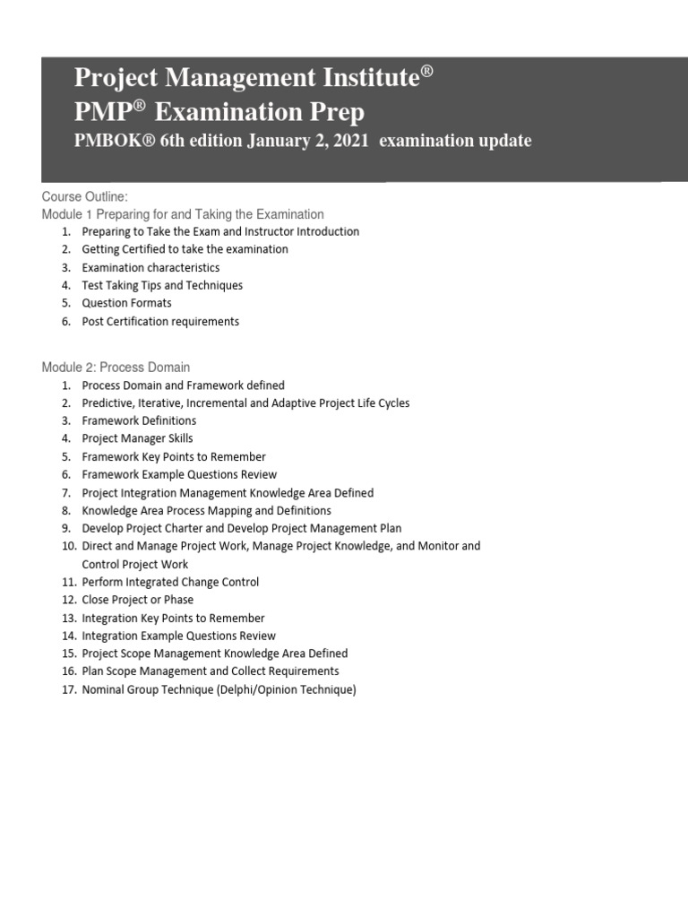 PMP_Outline | PDF | Project Management | Agile Software Development