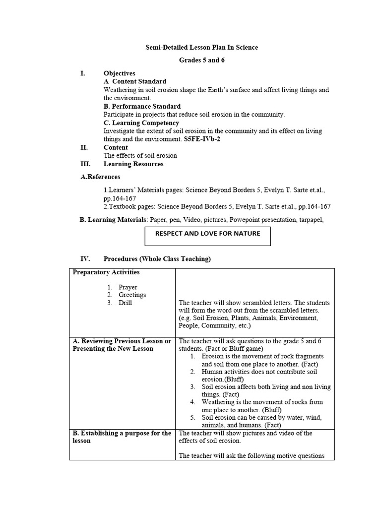 Soil Erosion Lesson Plan for Grades 5-6 | PDF | Soil | Erosion