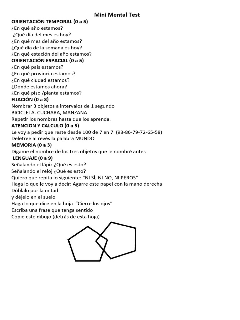 Mini Mental Test | PDF