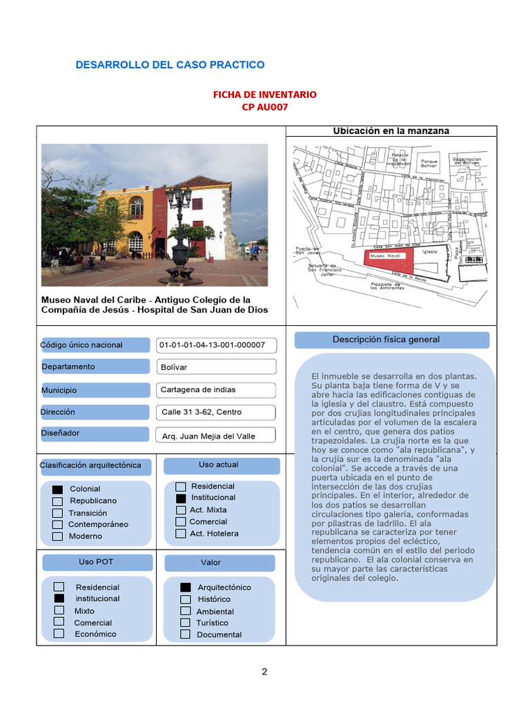 Ficha de Inventario CP AU007 | PDF | edificio | Museo