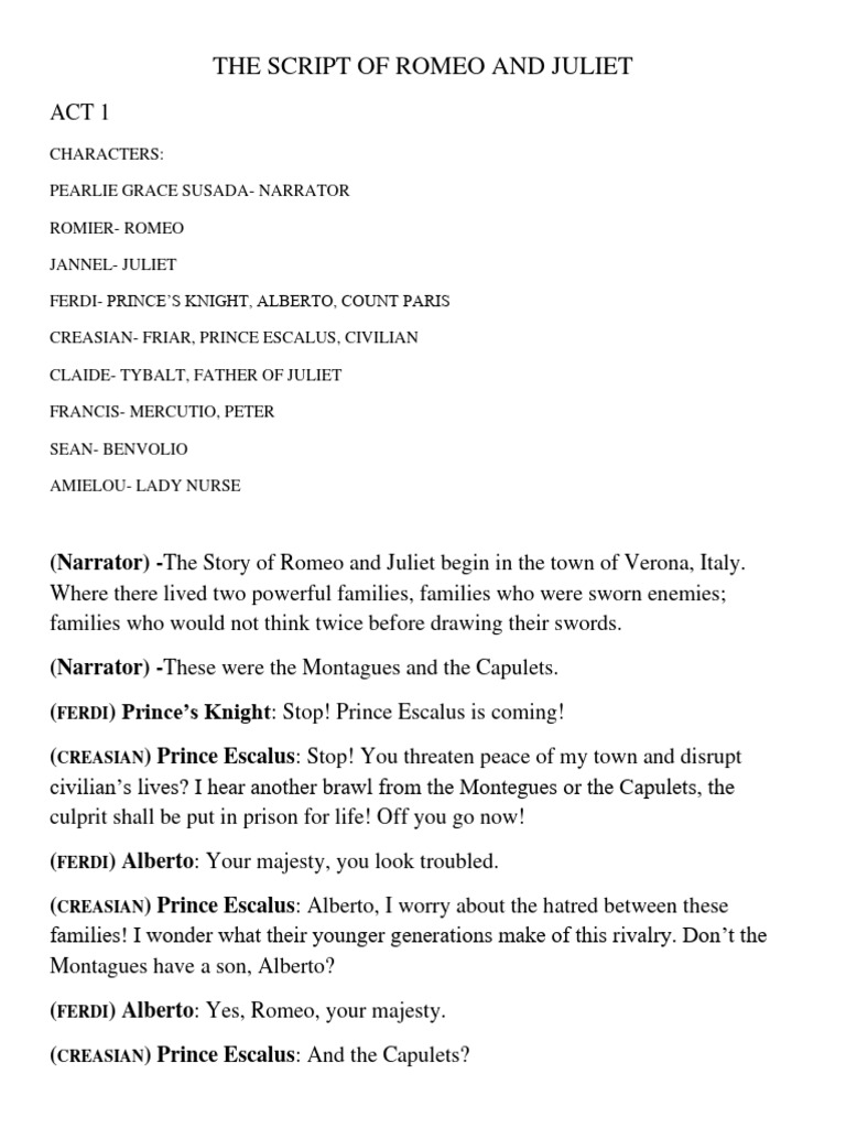Script Final | PDF | Characters In Romeo And Juliet | Romeo And Juliet