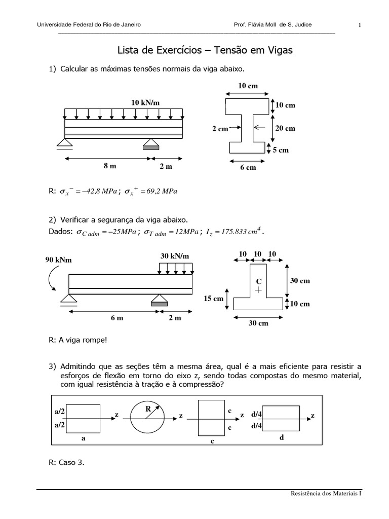 Tensões em Vigas | PDF | Estresse (Mecânica) | Viga