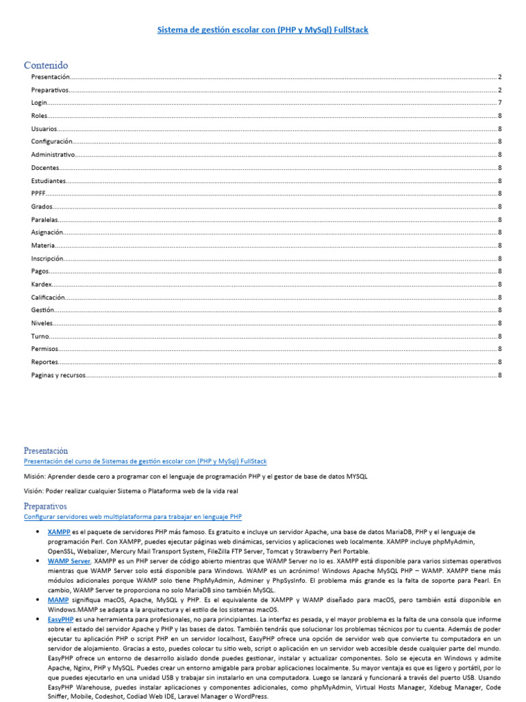 Sistema de Gestión Escolar Con (PHP y MySql) FullStack | PDF | Eclipse (software) | Entorno de ...