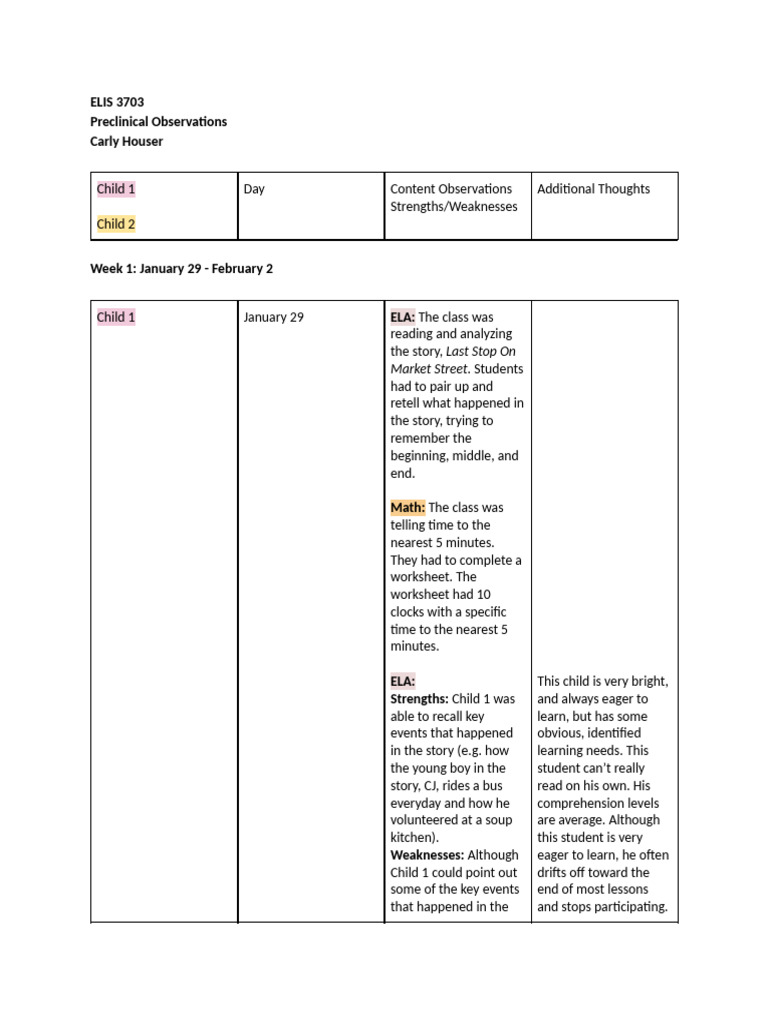 Observation Logs | PDF | Syllable | Word