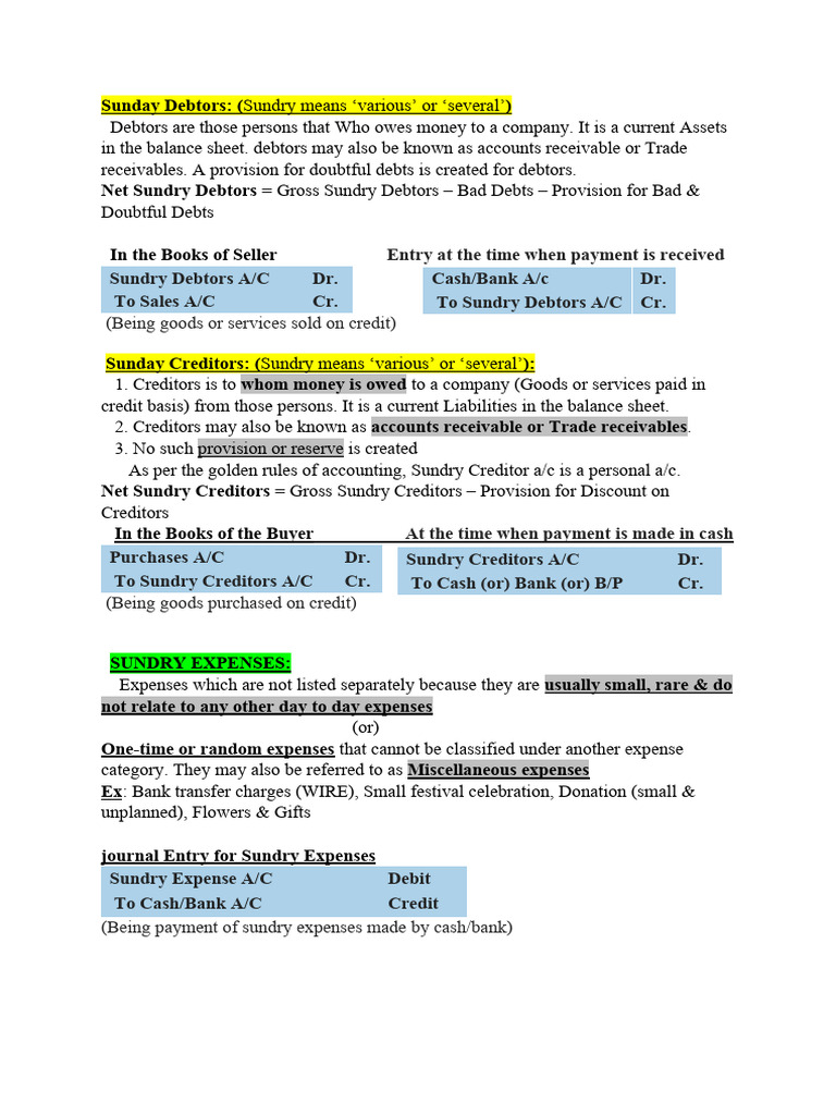 Understanding Sundry Debtors and Creditors | PDF | Finance & Money ...