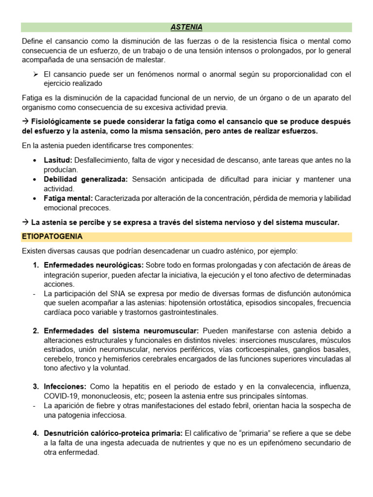 Astenia: Causas, Síntomas y Diagnóstico | PDF | Debilidad | Síndrome de ...
