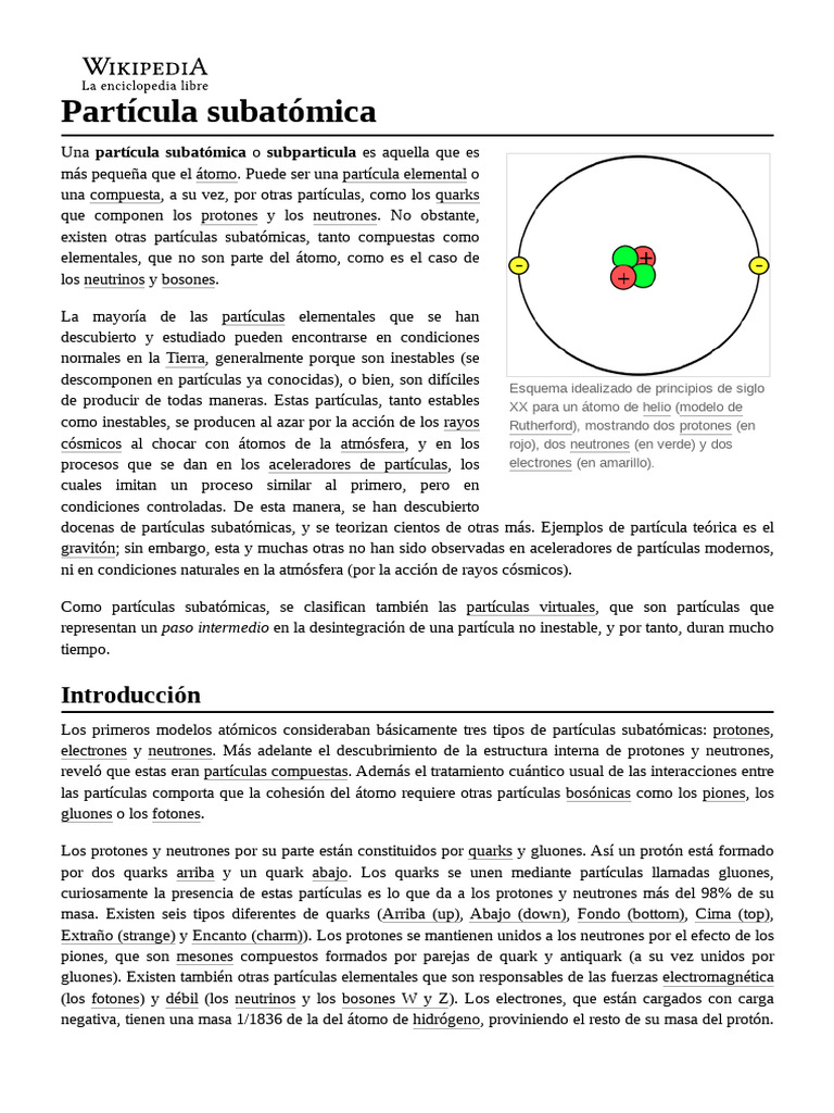 Partícula Subatómica | Descargar gratis PDF | Núcleo atómico | Protón