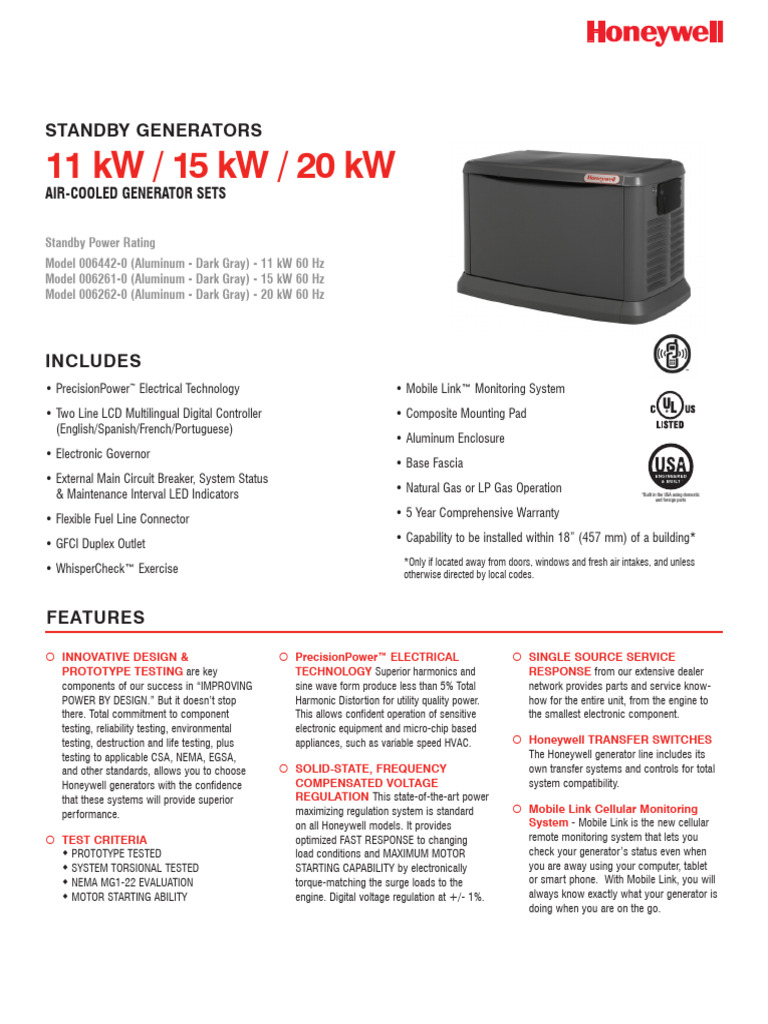 0198040SBY-H 11-15-20kW HW HSB | PDF | Battery Charger | Electric Generator