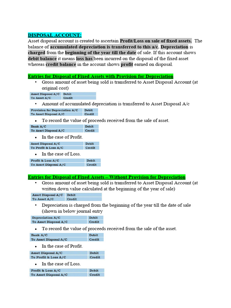Asset Disposal Account Explained | PDF | Finance & Money Management