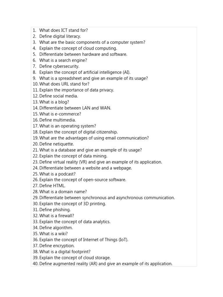 ICT and Digital Concepts Guide | PDF