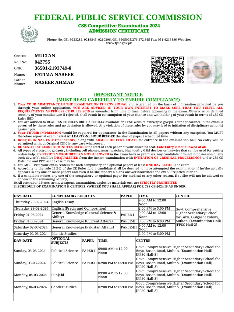 Online.fpsc.Gov.pk Fpsc Css Reports Css Ac Detail 2024 Pic.php | PDF