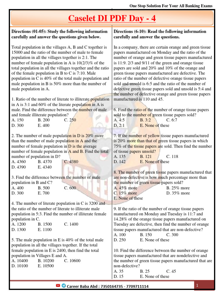 CB-Quant PDF Day - 4 (Caselet DI) | PDF | Sports & Recreation ...