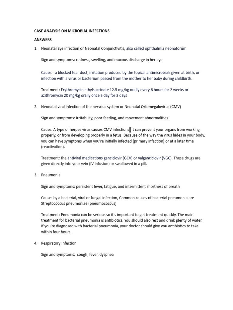Case Study: Common Microbial Infections | PDF | Pneumonia | Medical ...