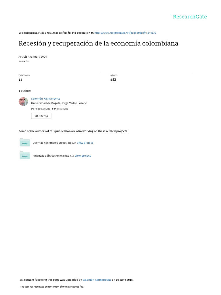 Pib Colombia | PDF | Deuda gubernamental | Inflación