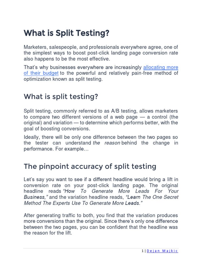 27.1 What Is Split Testing | PDF | Sample Size Determination ...