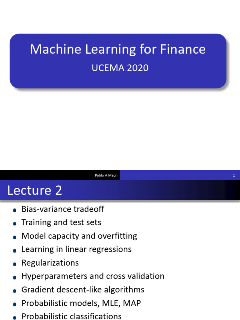 L2 - Machine Learning For Finance | PDF | Estimation Theory | Multivariate Statistics