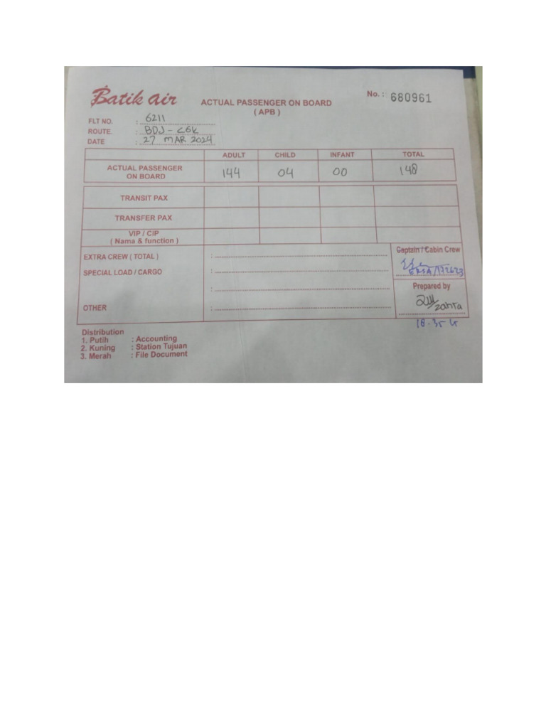 Enhanced Passenger Manifest for Flight ID 6211 | PDF