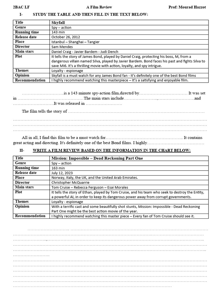 A Film Review Model Pdf