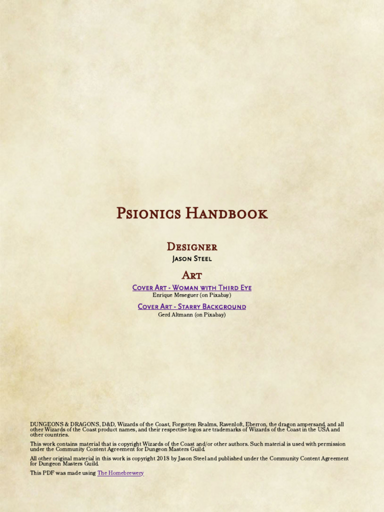 NaturalCrit - Psionics Handbook | PDF | Gary Gygax Games | D20 System