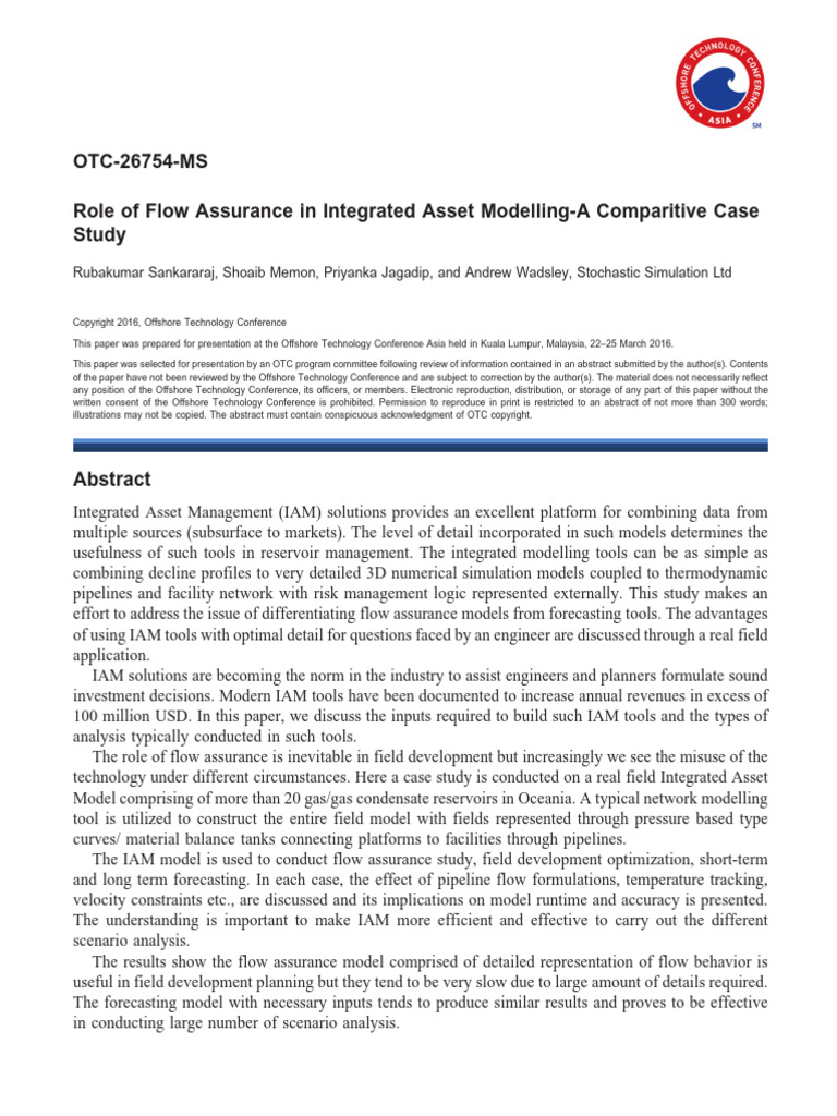 OTC-26754-MS Role of Flow Assurance | PDF | Simulation | Gases