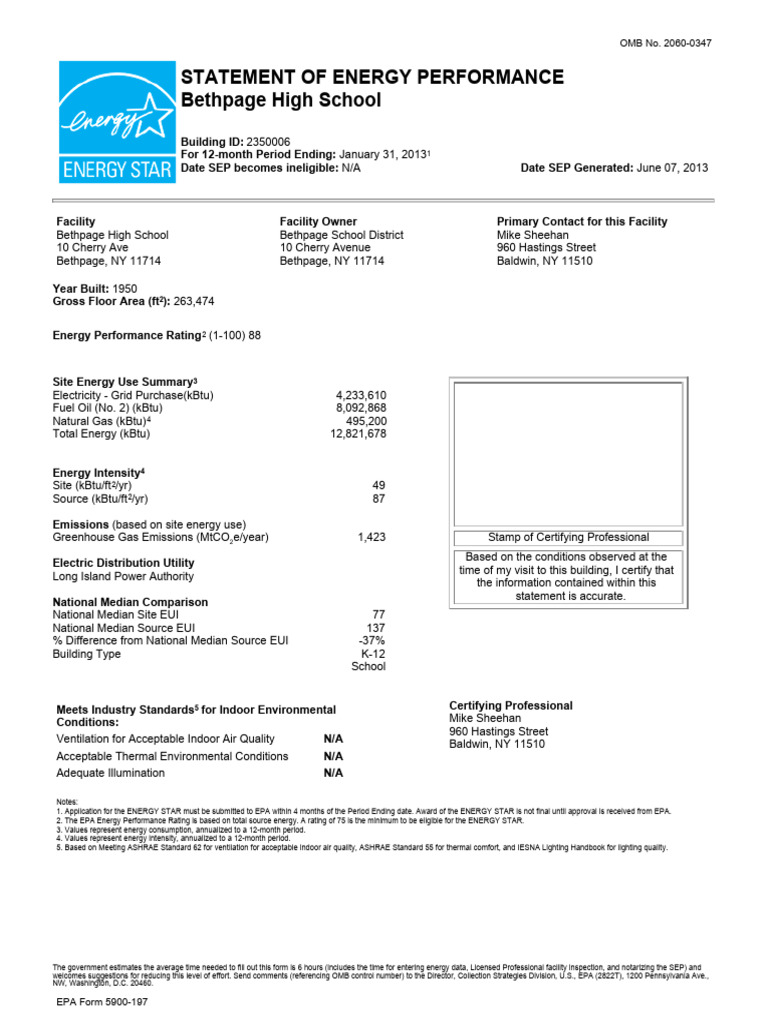 Sample-Energy Star Report | PDF | Refrigerator | Natural Gas