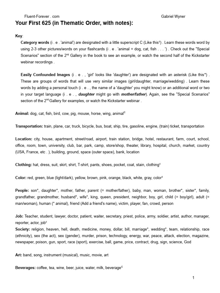 First 625 Words by Gabriel Wyner | PDF | Grammatical Number | Adjective