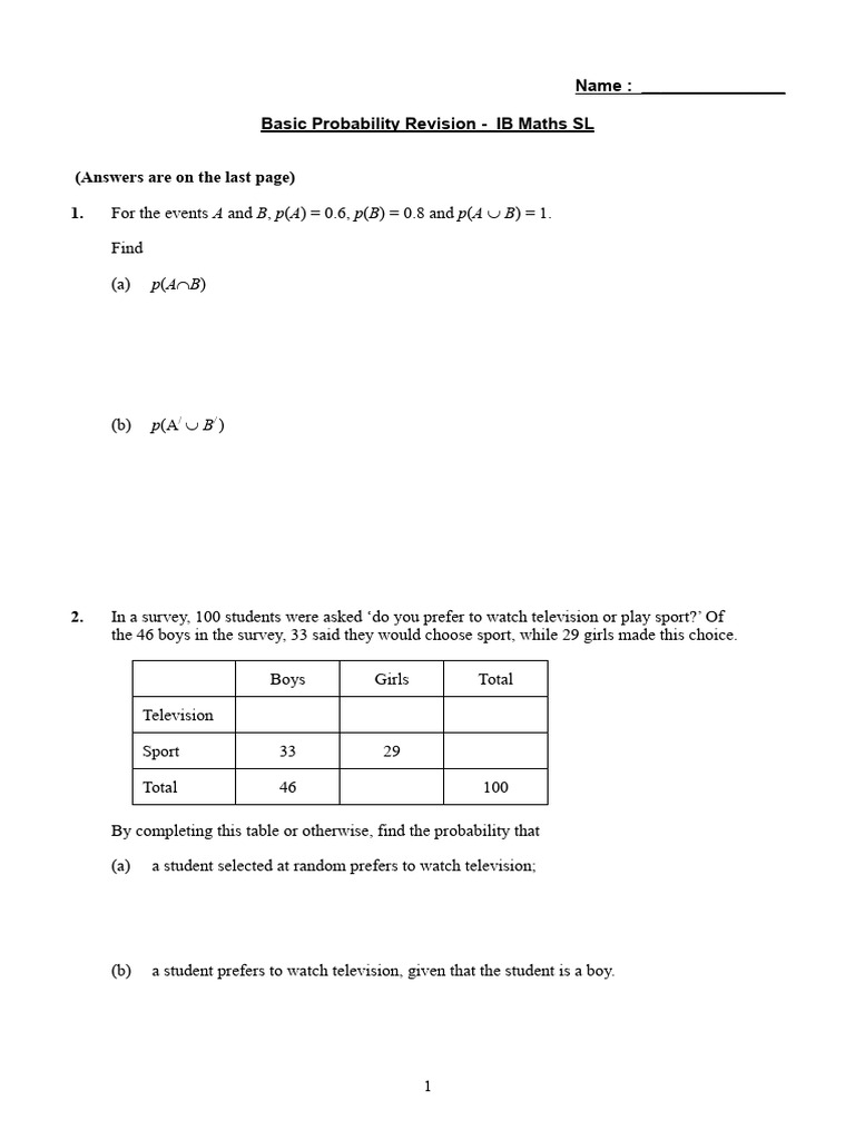 Basic Probability Revision | PDF | Probability | Applied Mathematics