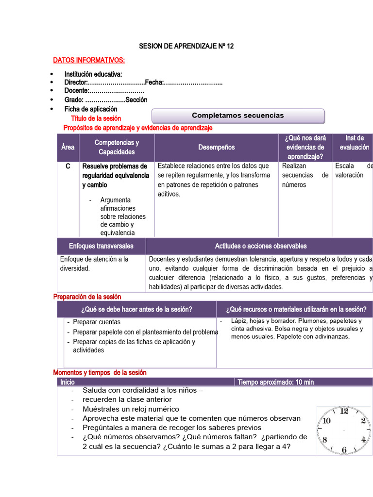 SESIÓN Completamos Secuencias | PDF | Aprendizaje | Modificación de comportamiento