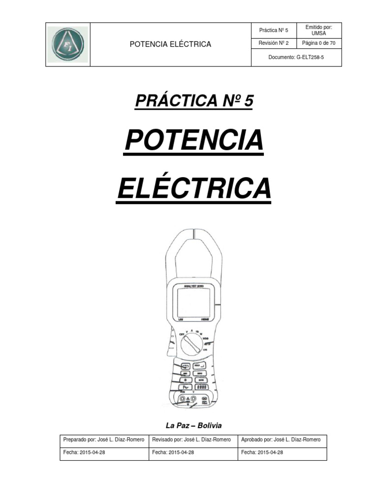 Práctica de Potencia Eléctrica UMSA | PDF | Energia electrica | Corriente eléctrica