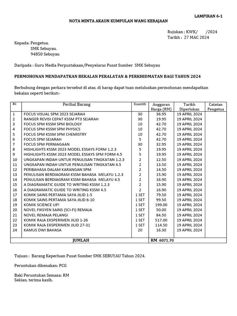 Nota Minta Mac 2024 (Buku) Famous Bookstore | PDF