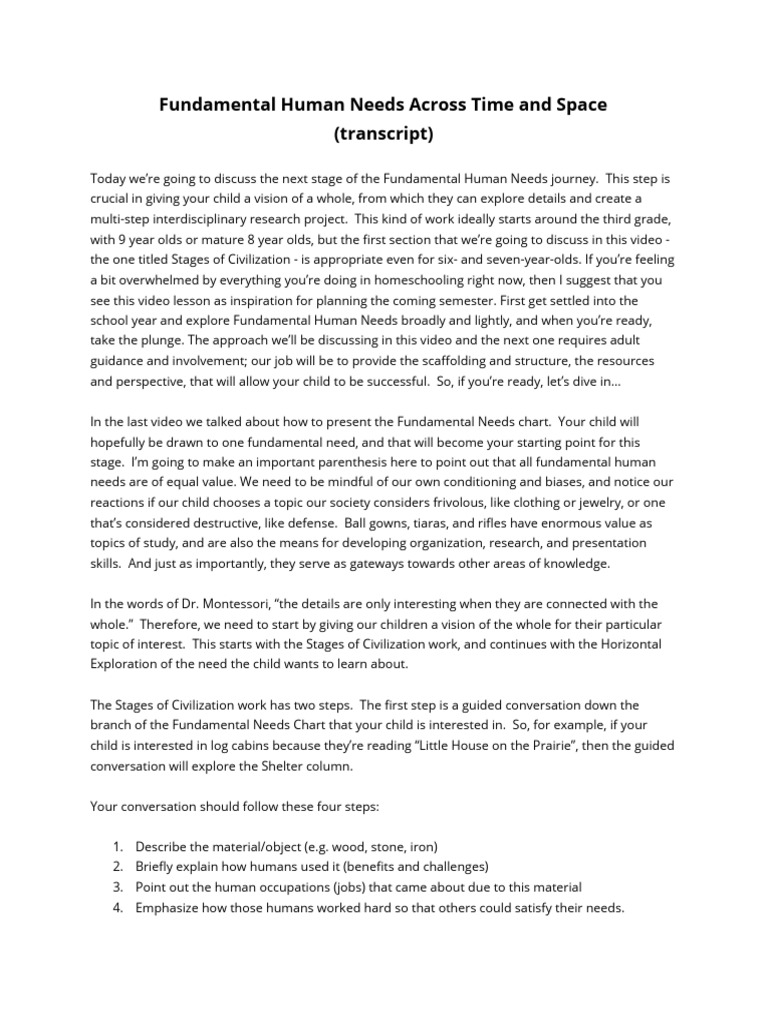 Exploring Fundamental Human Needs Across Time and Space | PDF | Wood ...