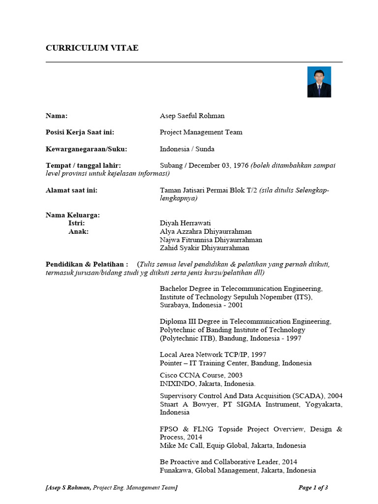 Contoh Format CV | PDF | Telecommunications | Information And ...