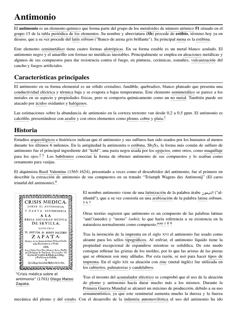 Antimonio | PDF | Conjuntos de elementos químicos | Compuestos químicos