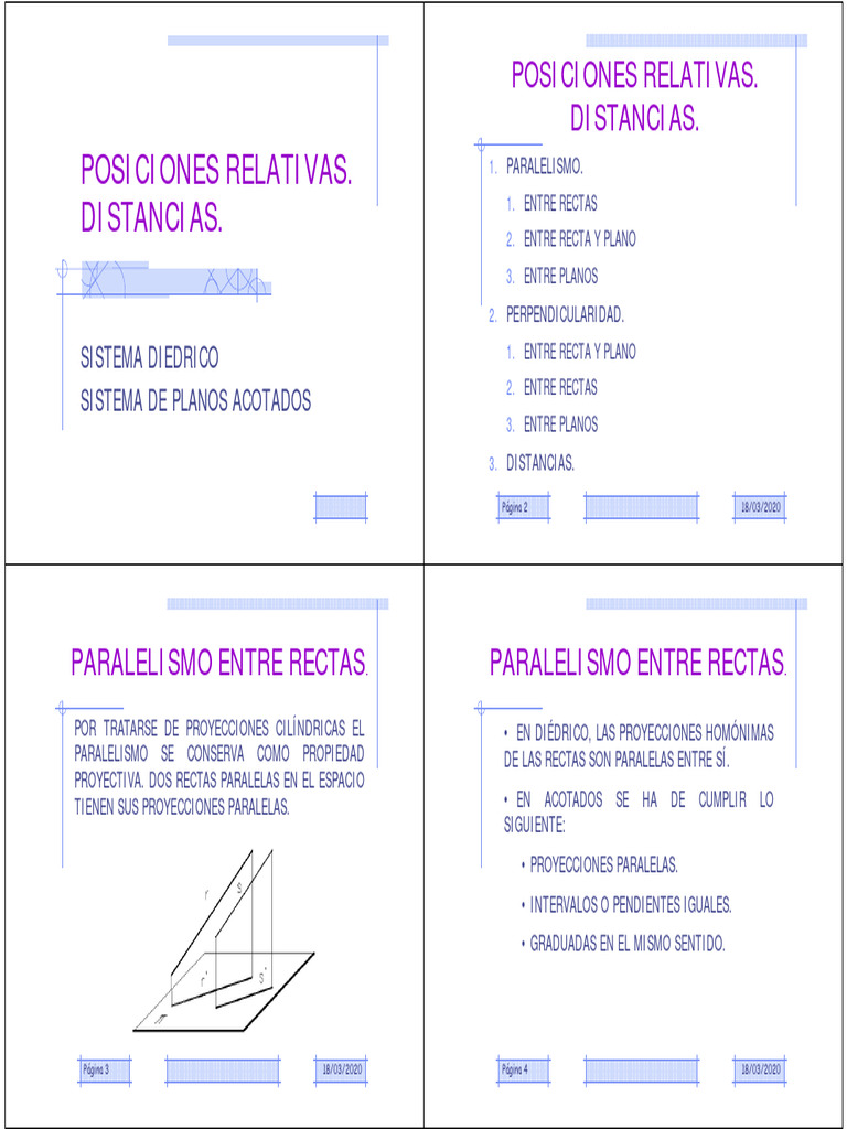5 - POSICIONES RELATIVAS - e | PDF | Perpendicular | Distancia