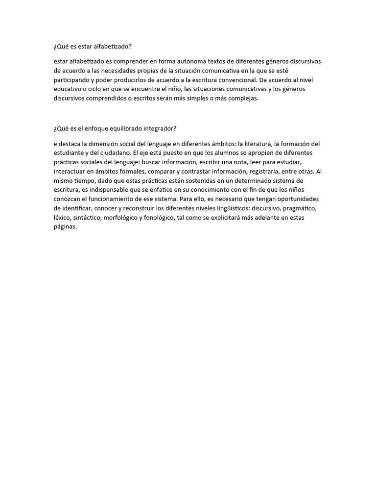 Qué Es Estar Alfabetizado | PDF